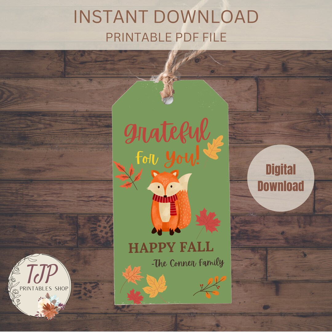 Happy Fall Favor Tag, Thankful for You Tag, Fall Staff Appreciation Tag ...