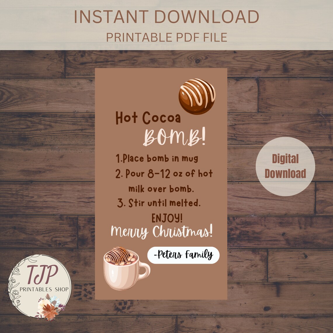 Hot Cocoa Gift Tag, Teacher Gift Tag, Hot Cocoa Bomb Tag, Christmas ...