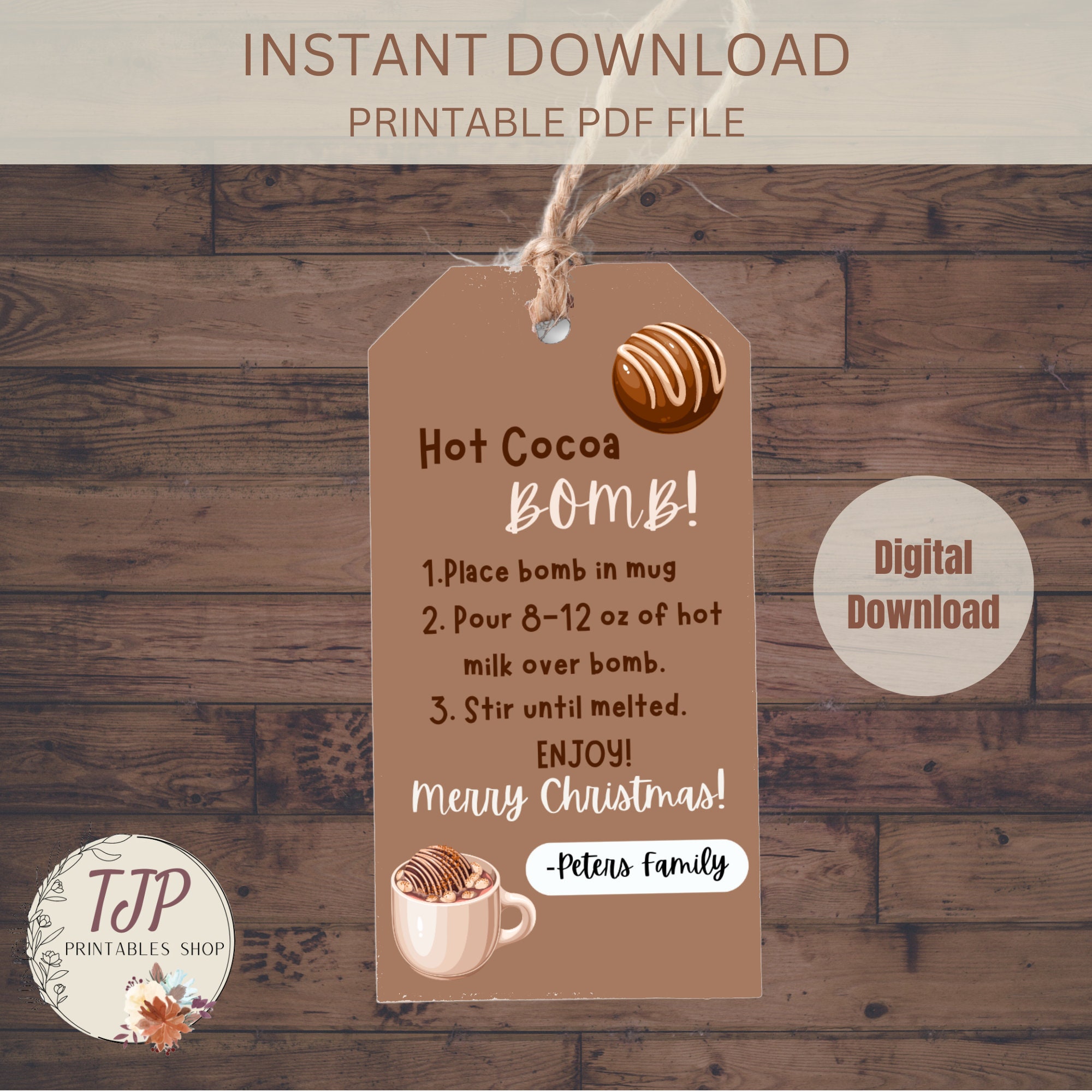 Hot Cocoa Gift Tag, Teacher Gift Tag, Hot Cocoa Bomb Tag, Christmas ...