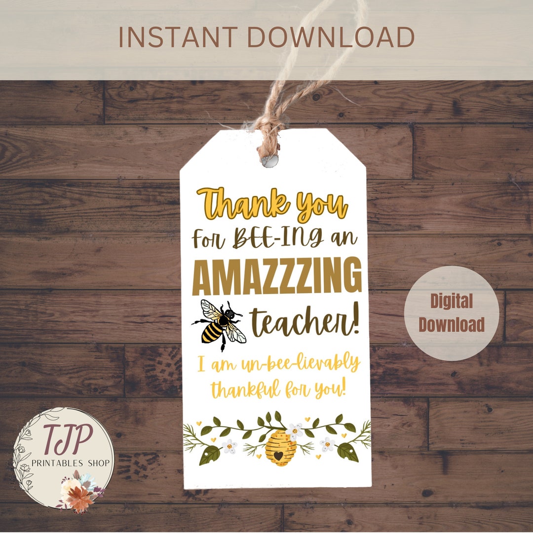 Teacher Appreciation TAGS, Teacher Thank You Gift TAG, End of School ...