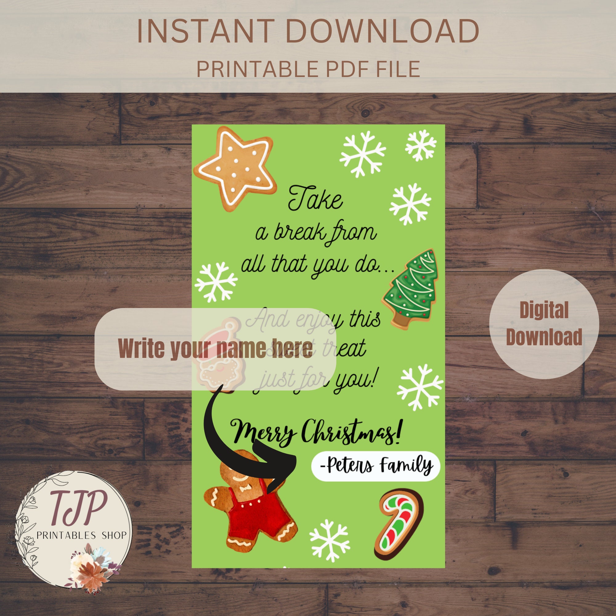 Merry Christmas Gift Tag, Teacher Gift Tag, Printable Holiday Gift Tag ...
