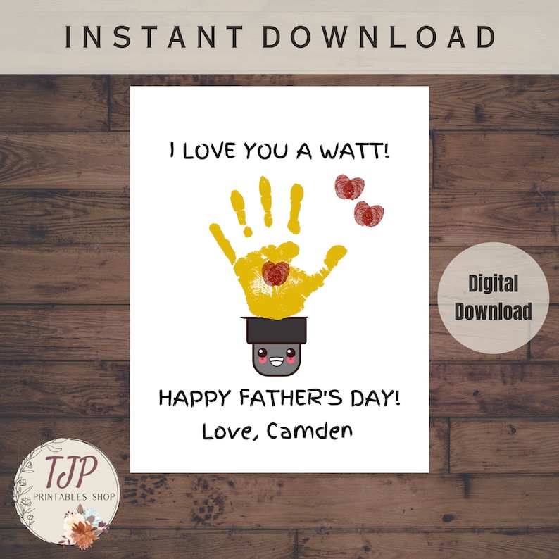 Handprint Fathers Day Craft for Fathers Day Gift From Daughter Fathers ...