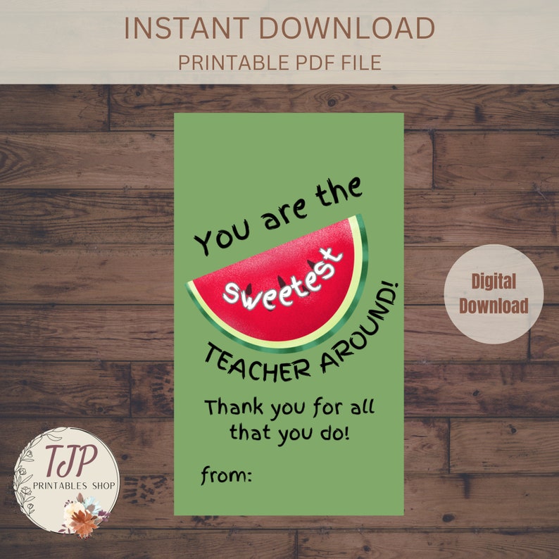 Teacher Appreciation TAGS, Teacher Thank You Gift TAG, End of School ...