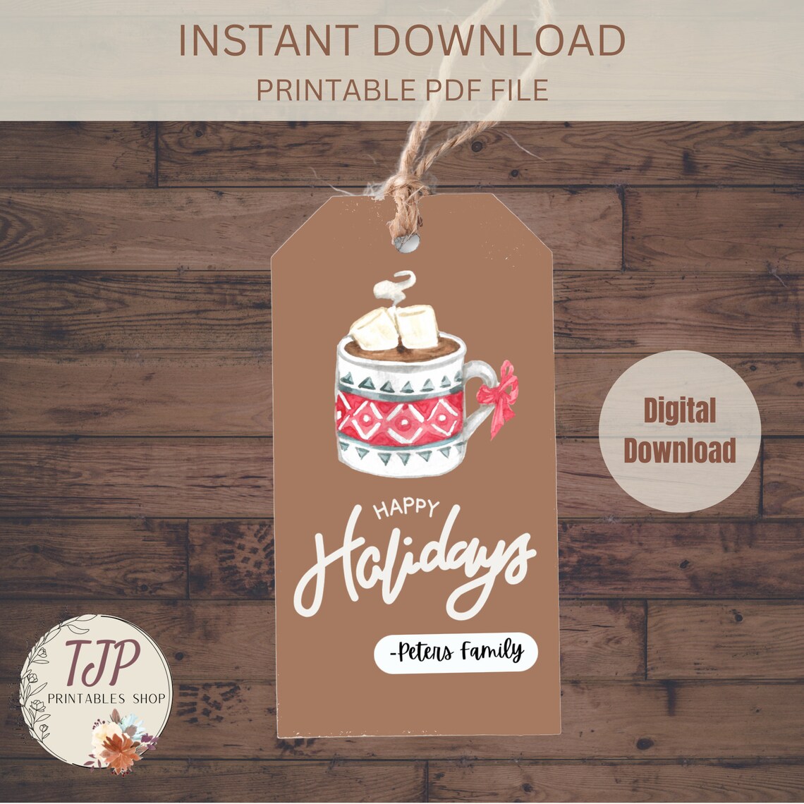 Happy Holidays Gift Tag, Teacher Gift Tag, Printable Christmas Gift Tag ...