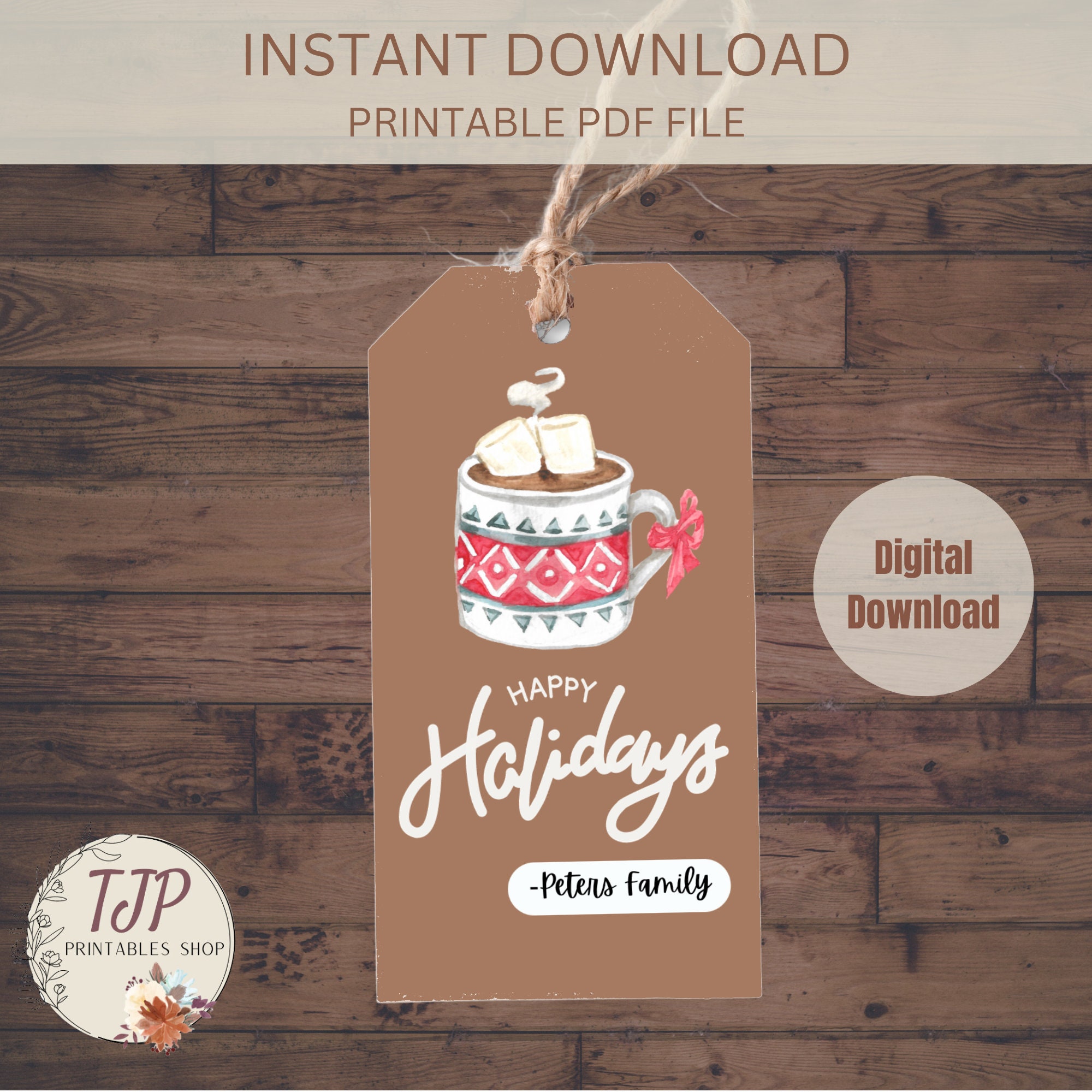 Happy Holidays Gift Tag, Teacher Gift Tag, Printable Christmas Gift Tag ...