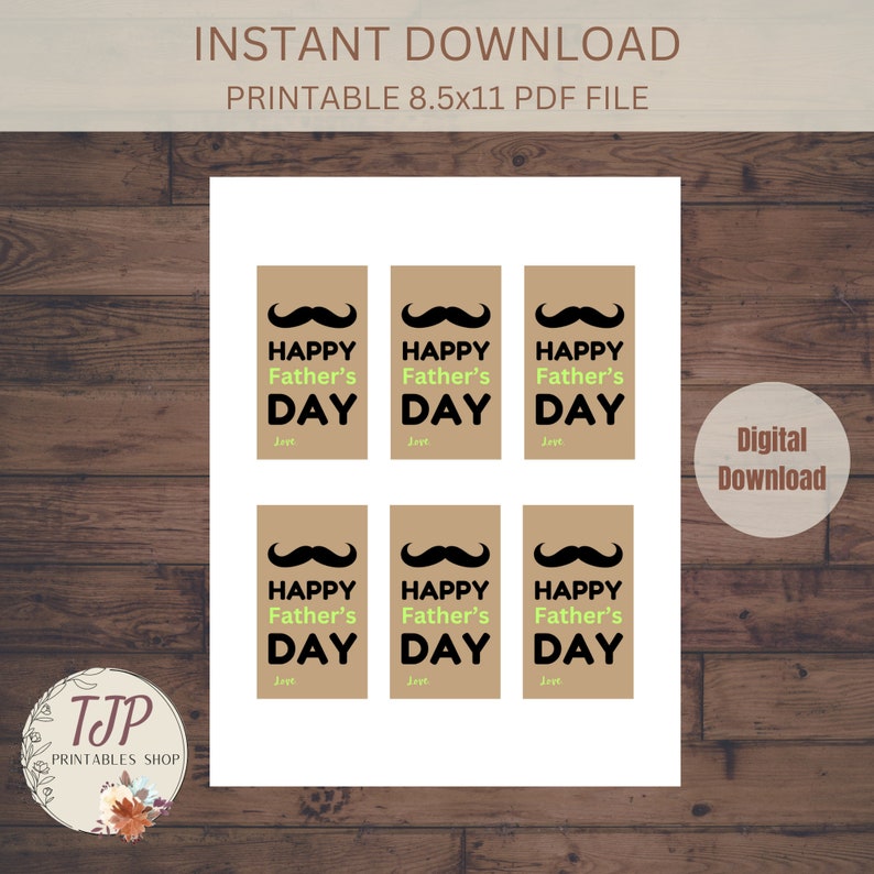 Fathers Day Tag, Fathers Day Mustache Gift Tag, Fathers Day Printable ...