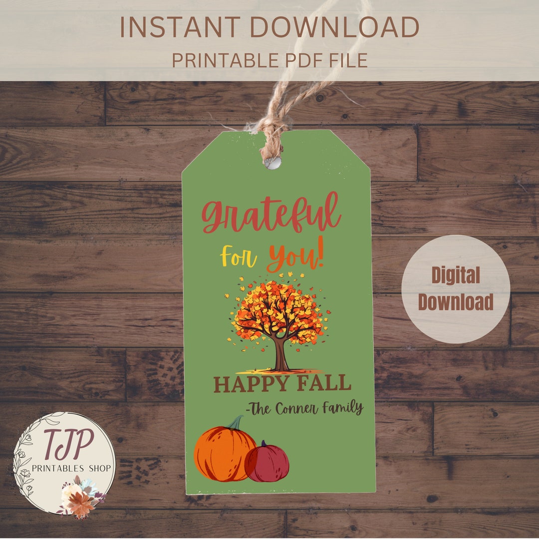 Happy Fall Favor Tag, Thankful for You Tag, Fall Staff Appreciation Tag ...