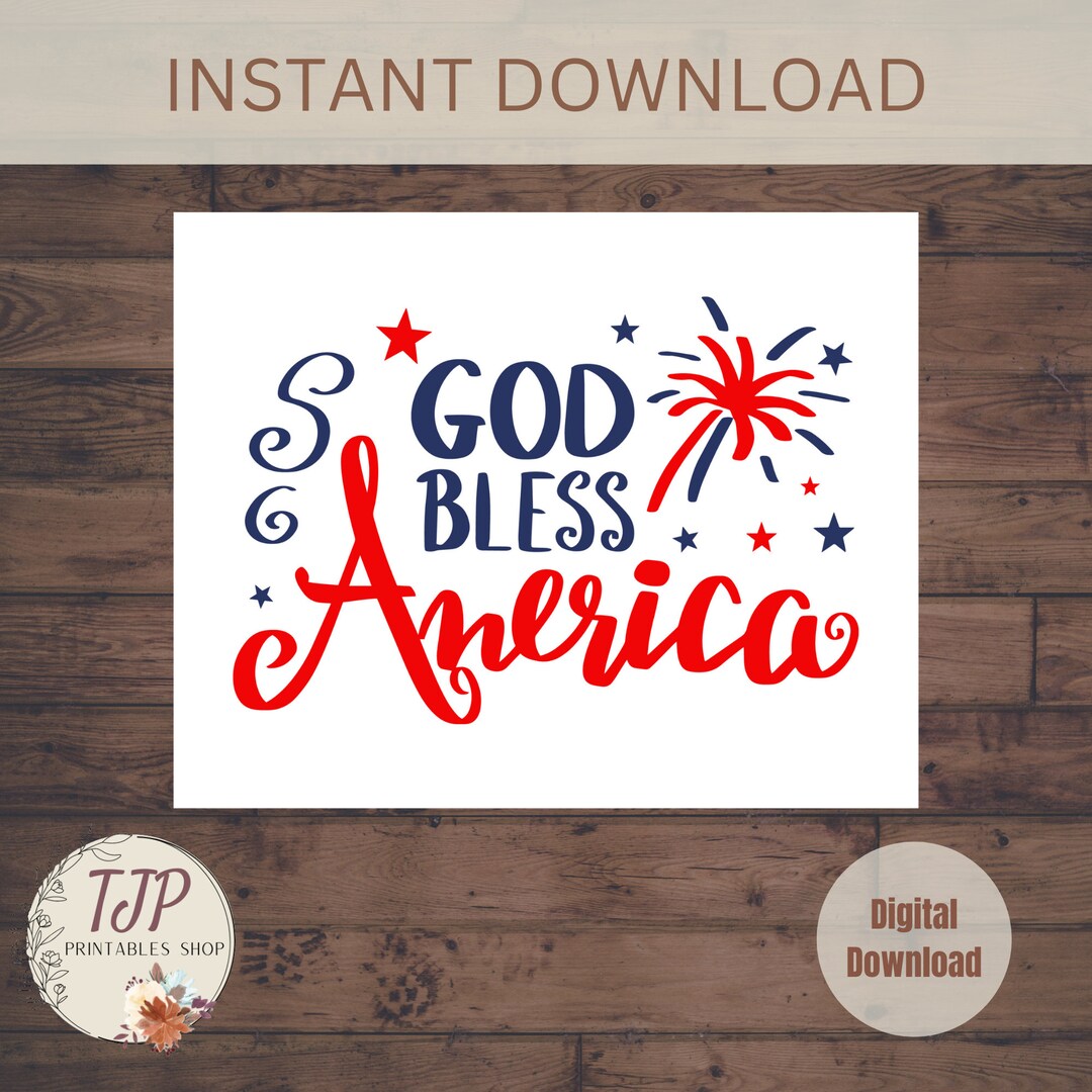 4th of July God Bless America Print Party Decor for Fourth of July ...