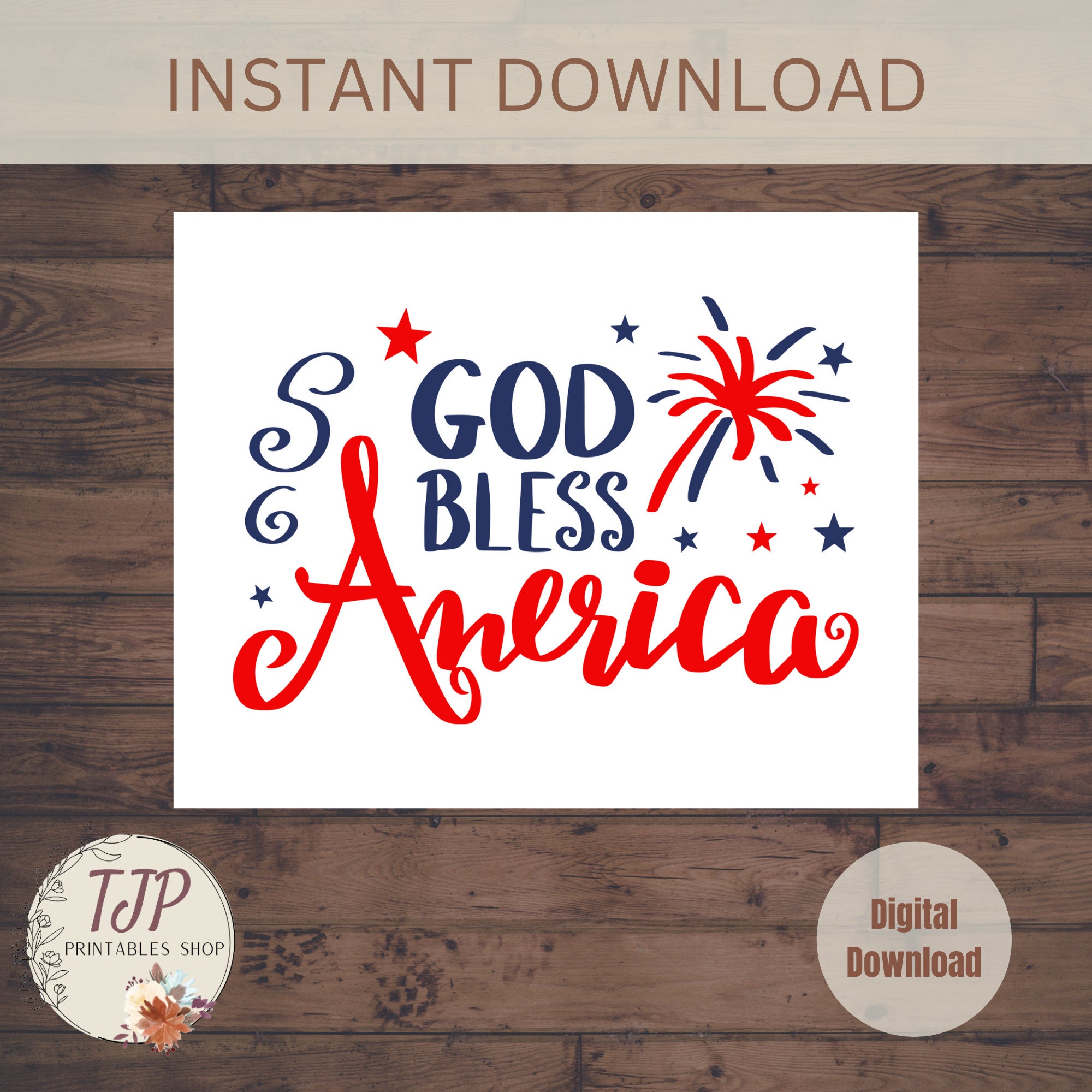 4th of July God Bless America Print Party Decor for Fourth of July ...