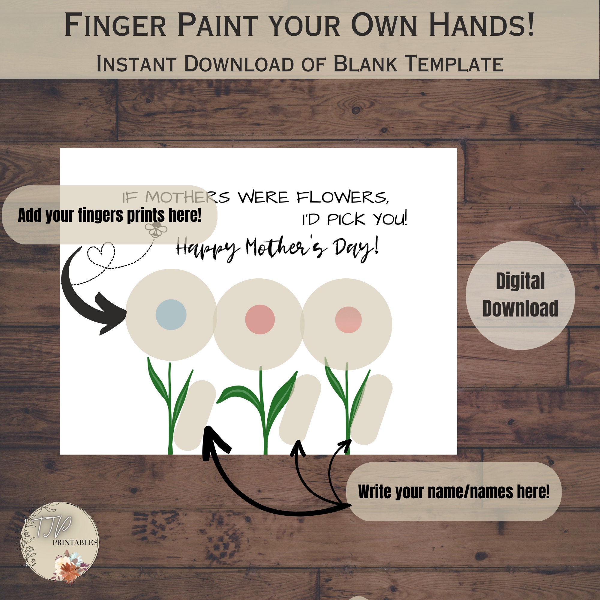 Mothers Day DIY Kid's Art Activity for Mom Kid's Crafts Fingerprint ...