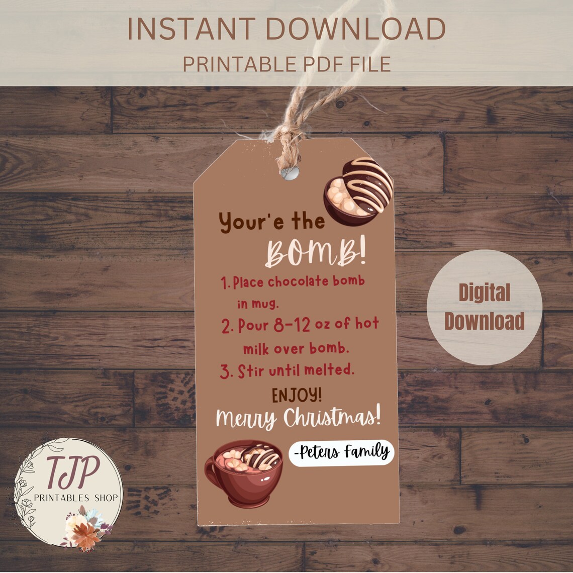 Hot Cocoa Gift Tag Teacher Gift Tag Hot Cocoa Bomb Tag - Etsy