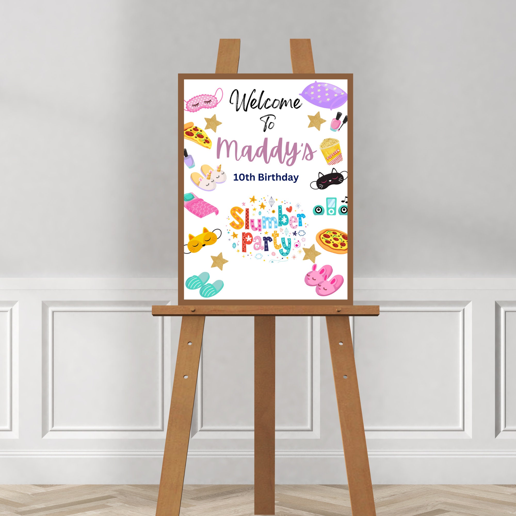Girls Sleepover Birthday Welcome Sign for Birthday Welcome Sign for ...