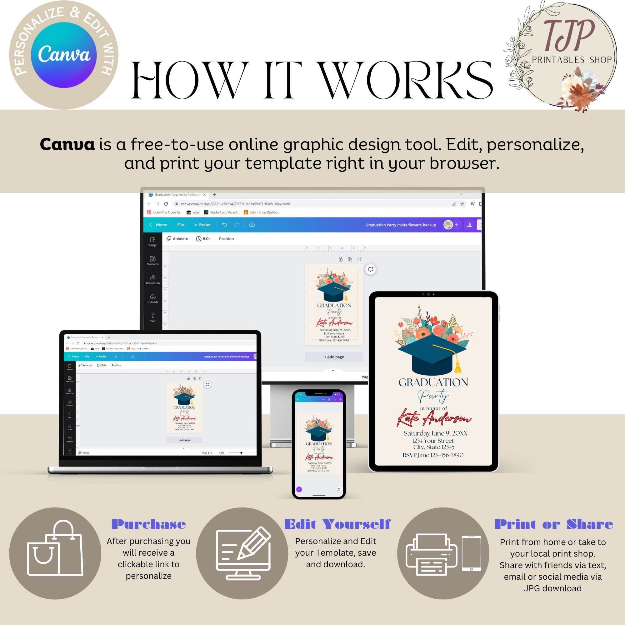 Graduation Party Invitation Template, Printable Graduation Party ...