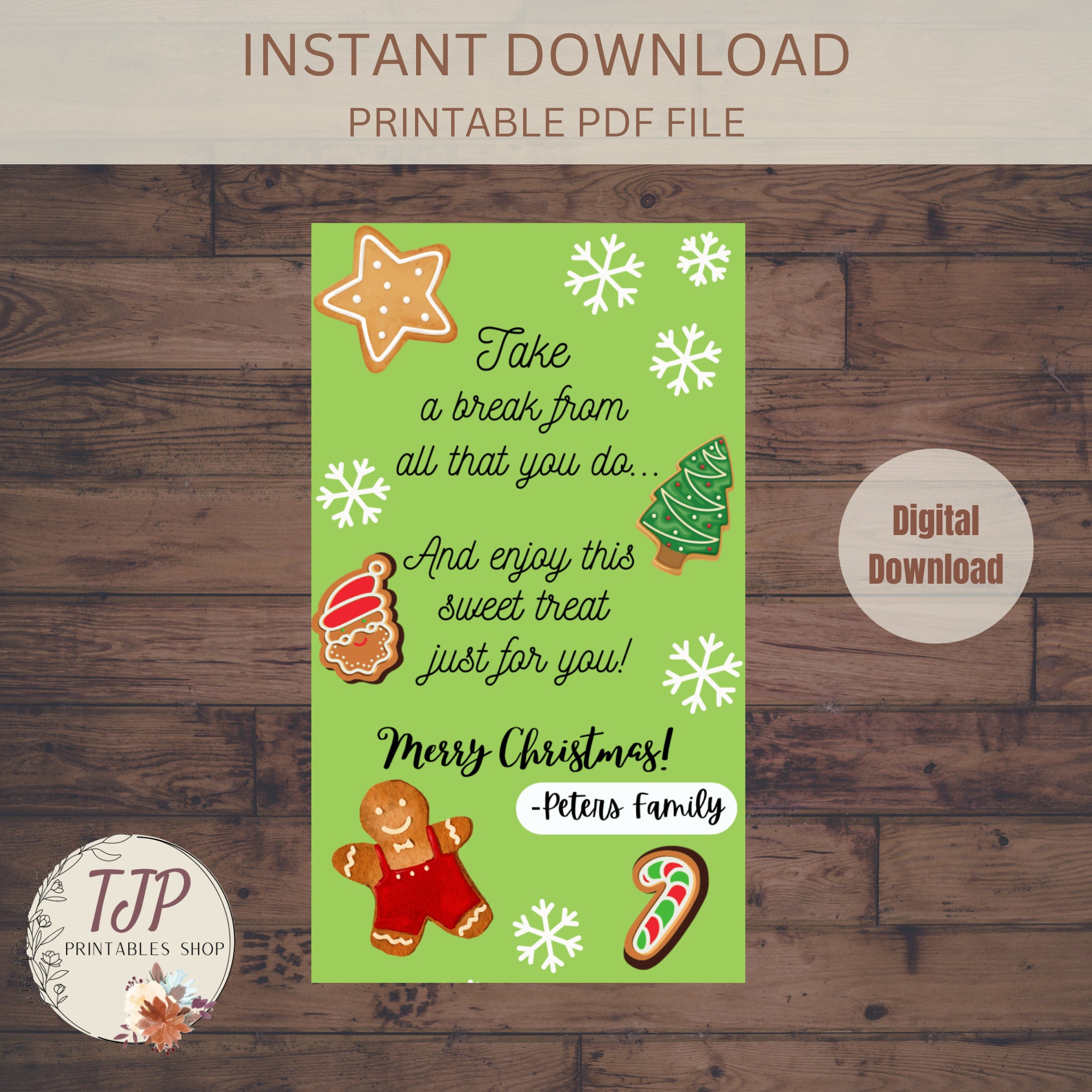 Merry Christmas Gift Tag, Teacher Gift Tag, Printable Holiday Gift Tag ...
