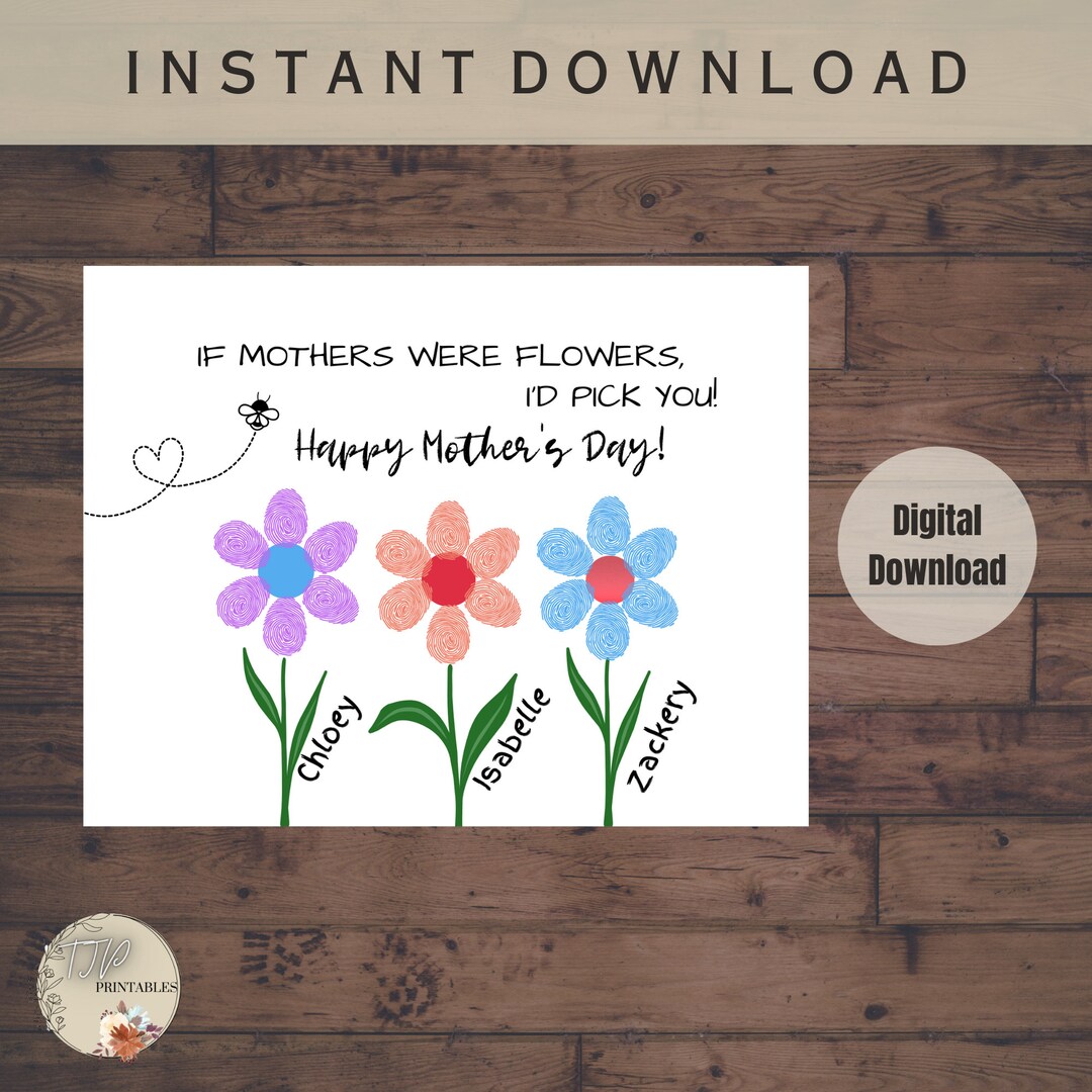 Mothers Day DIY Kid's Art Activity for Mom Kid's Crafts Fingerprint ...