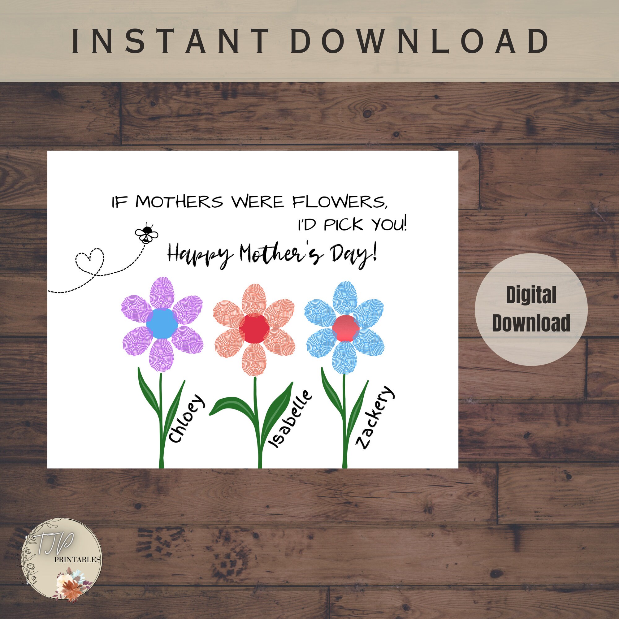 Mothers Day DIY Kid's Art Activity for Mom Kid's Crafts Fingerprint ...
