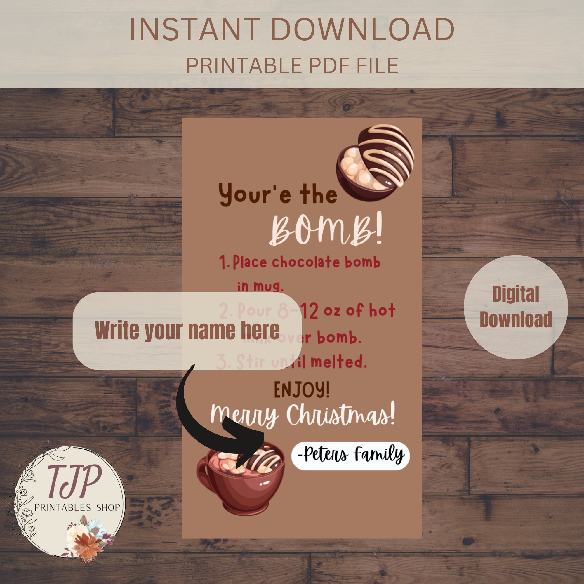 Hot Cocoa Gift Tag Teacher Gift Tag Hot Cocoa Bomb Tag - Etsy