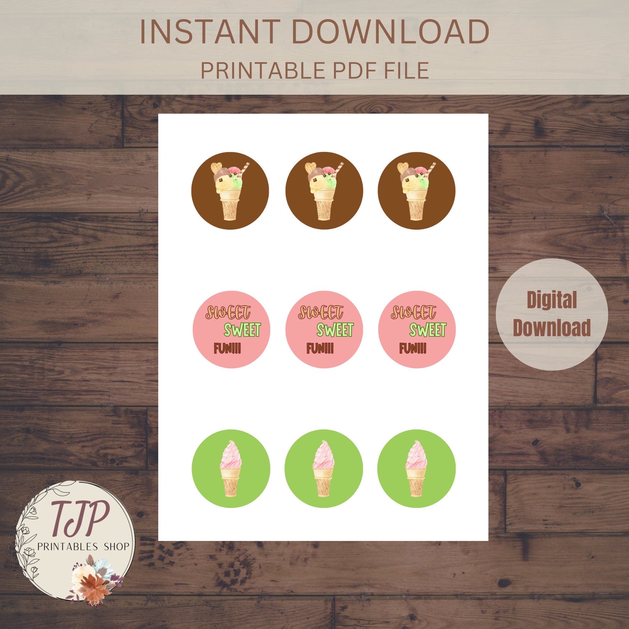 Ice Cream Birthday Party Toppers Digital Download Party Toppers for Ice ...