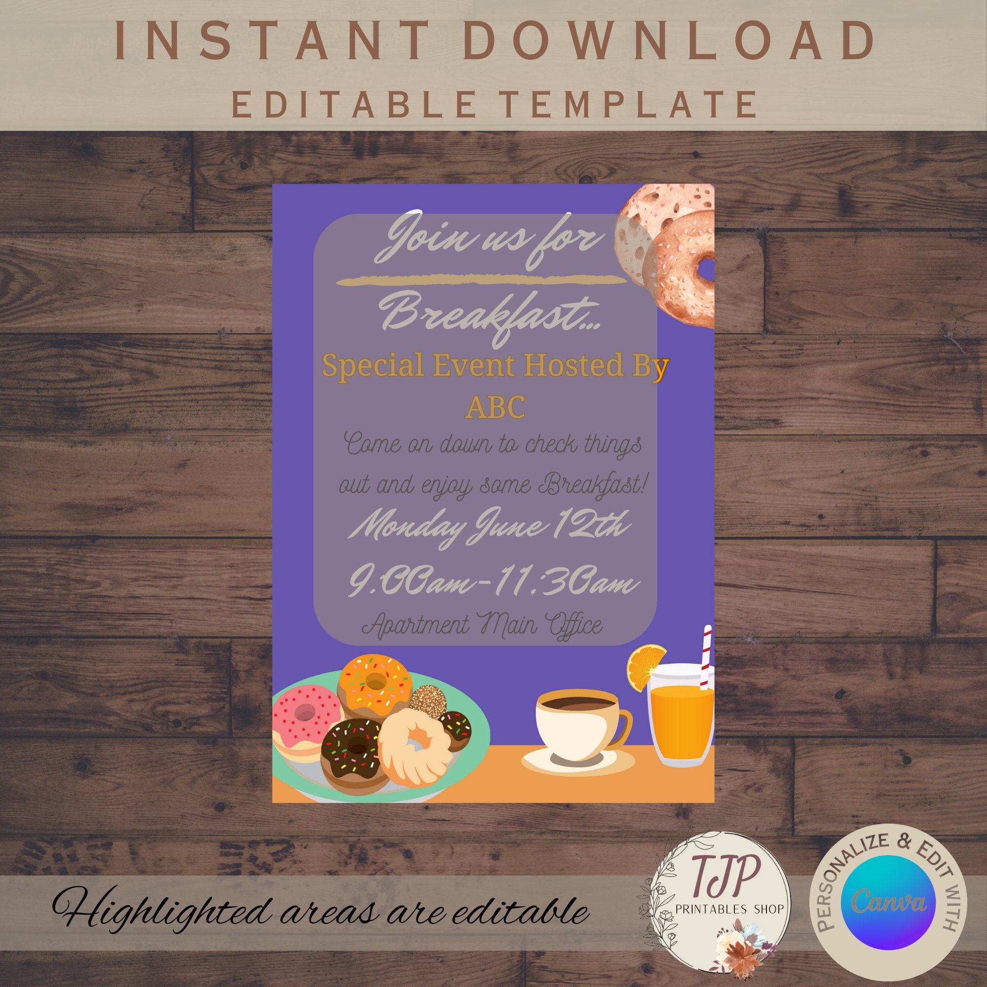 Breakfast Event Flyer for Breakfast Editable Flyer for Breakfast ...
