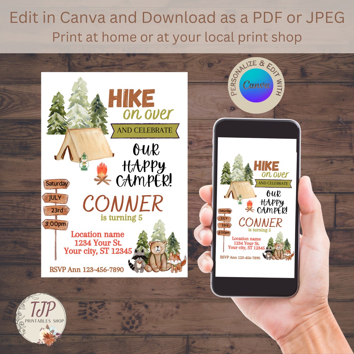 Camping Birthday Invitation Template Camping Invite Camping Birthday ...