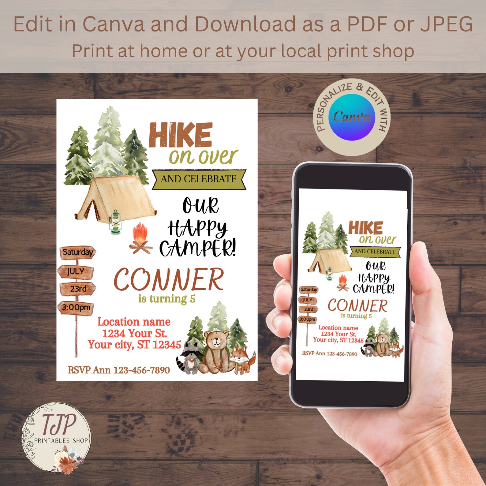 Camping Birthday Invitation Template Camping Invite Camping Birthday ...