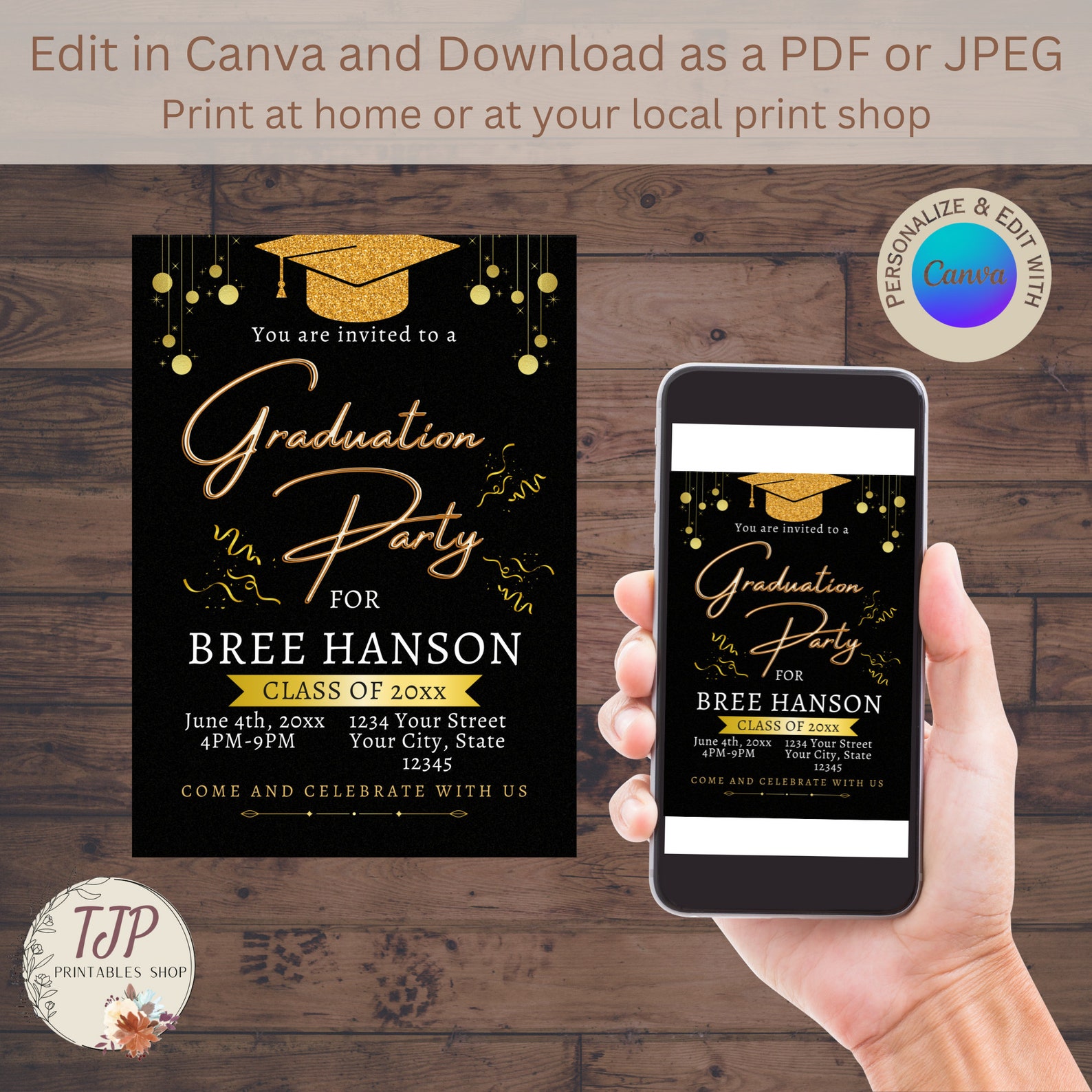 Printable Graduation Party Invitation Template, Instant Download ...