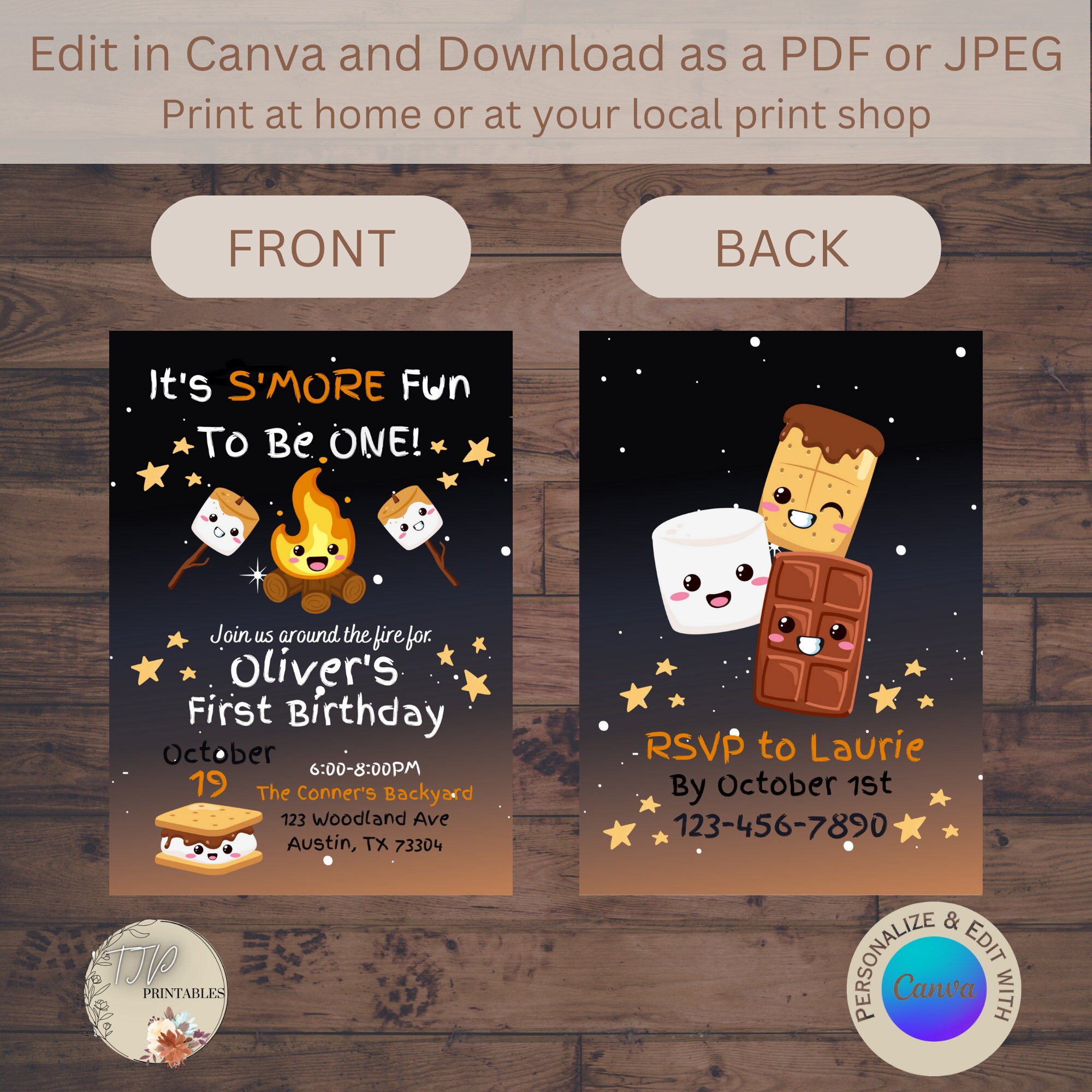 Editable Smores 1st Birthday Invitation Editable Template for Smores ...