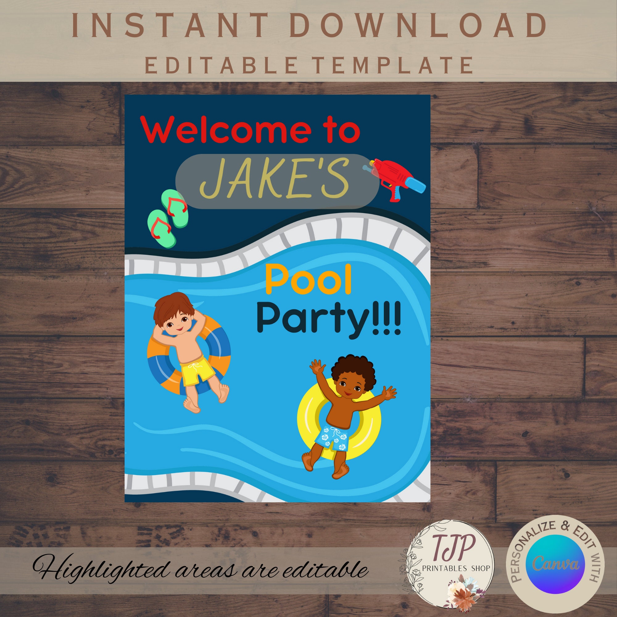 Pool Party Welcome Sign for Summer Pool Party Welcome Sign for Birthday ...