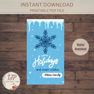 Happy Holidays Gift Tag, Teacher Gift Tag, Printable Christmas Gift Tag ...