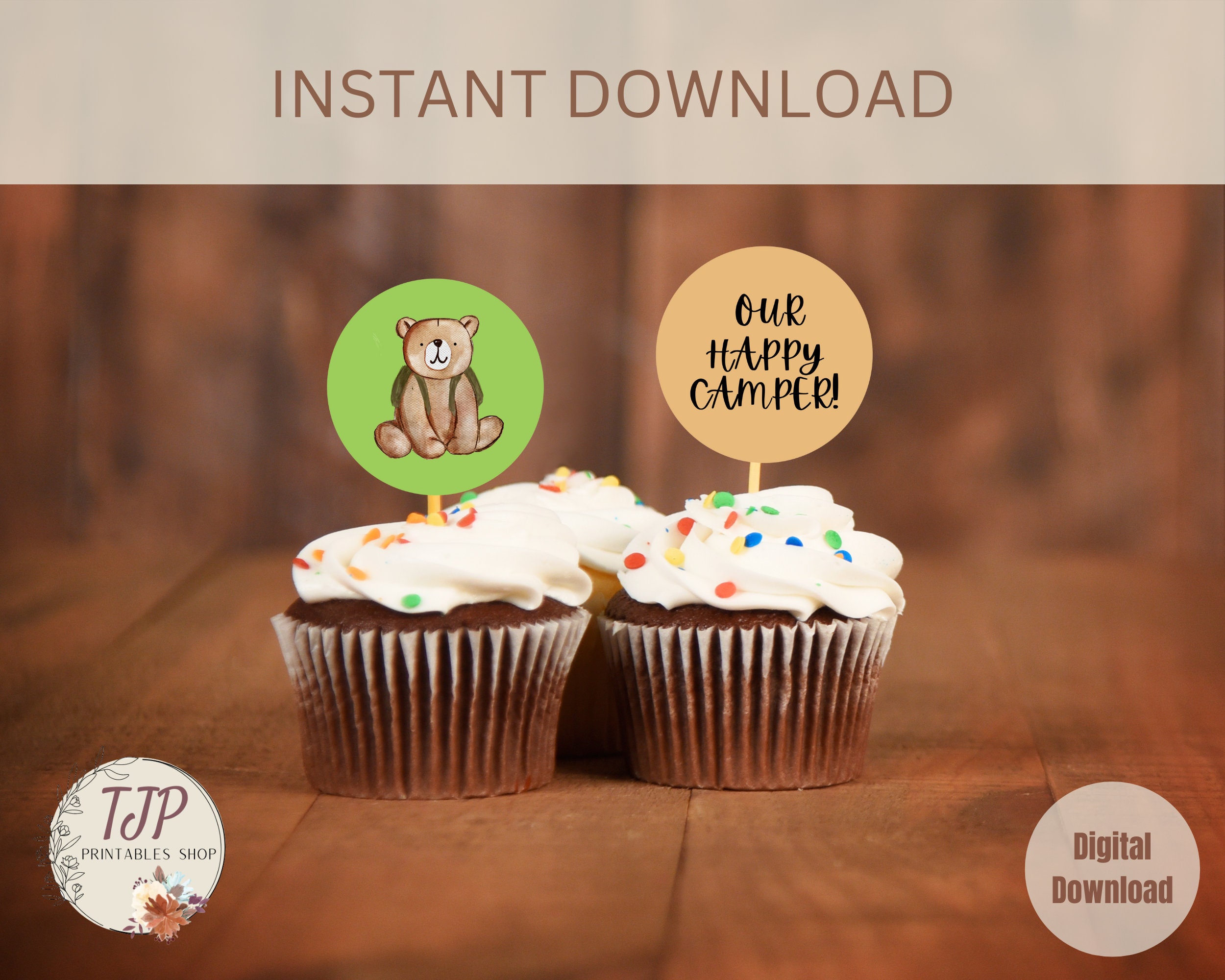 Camping Birthday Party Toppers Digital Download Party Toppers for ...