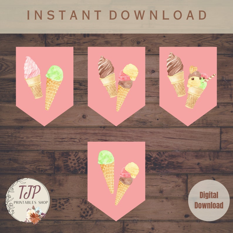 Ice Cream Birthday Banner for Ice Cream Party Banner for Birthday Ice ...