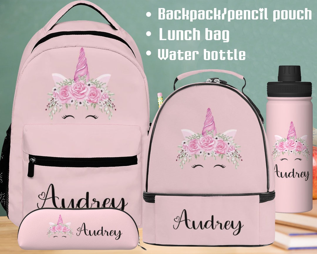 Custom Backpack Lunch Box Set for Girl Preschool Name - Etsy