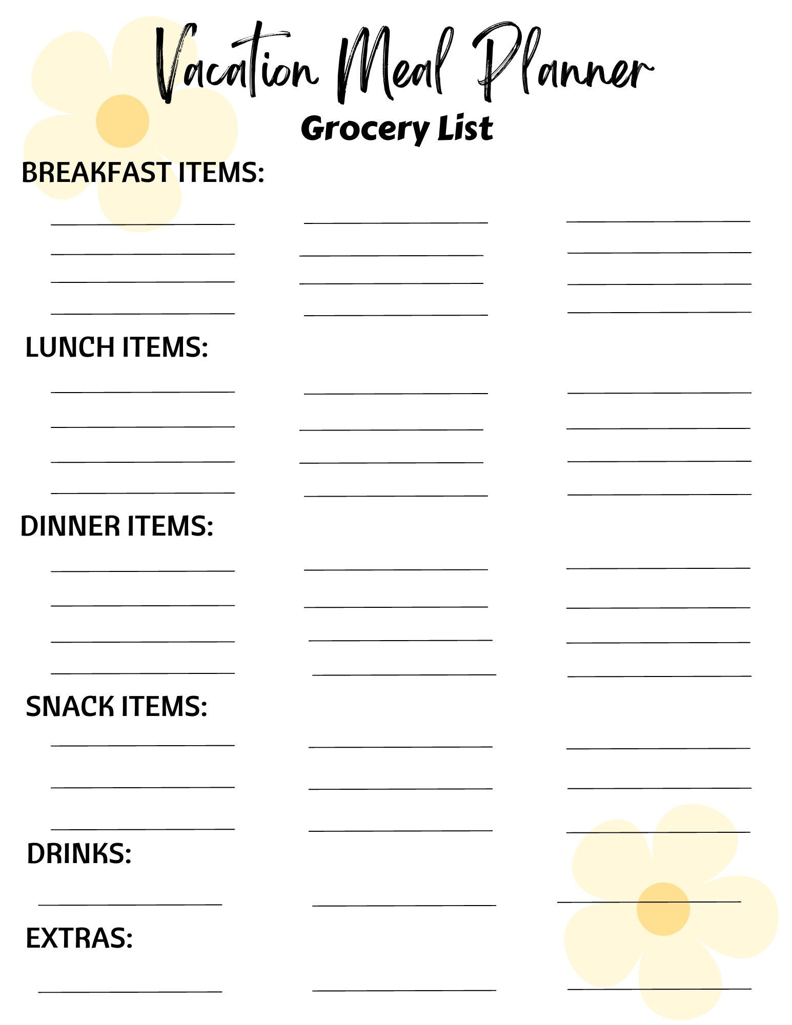 Vacation Meal Planner-digital - Etsy