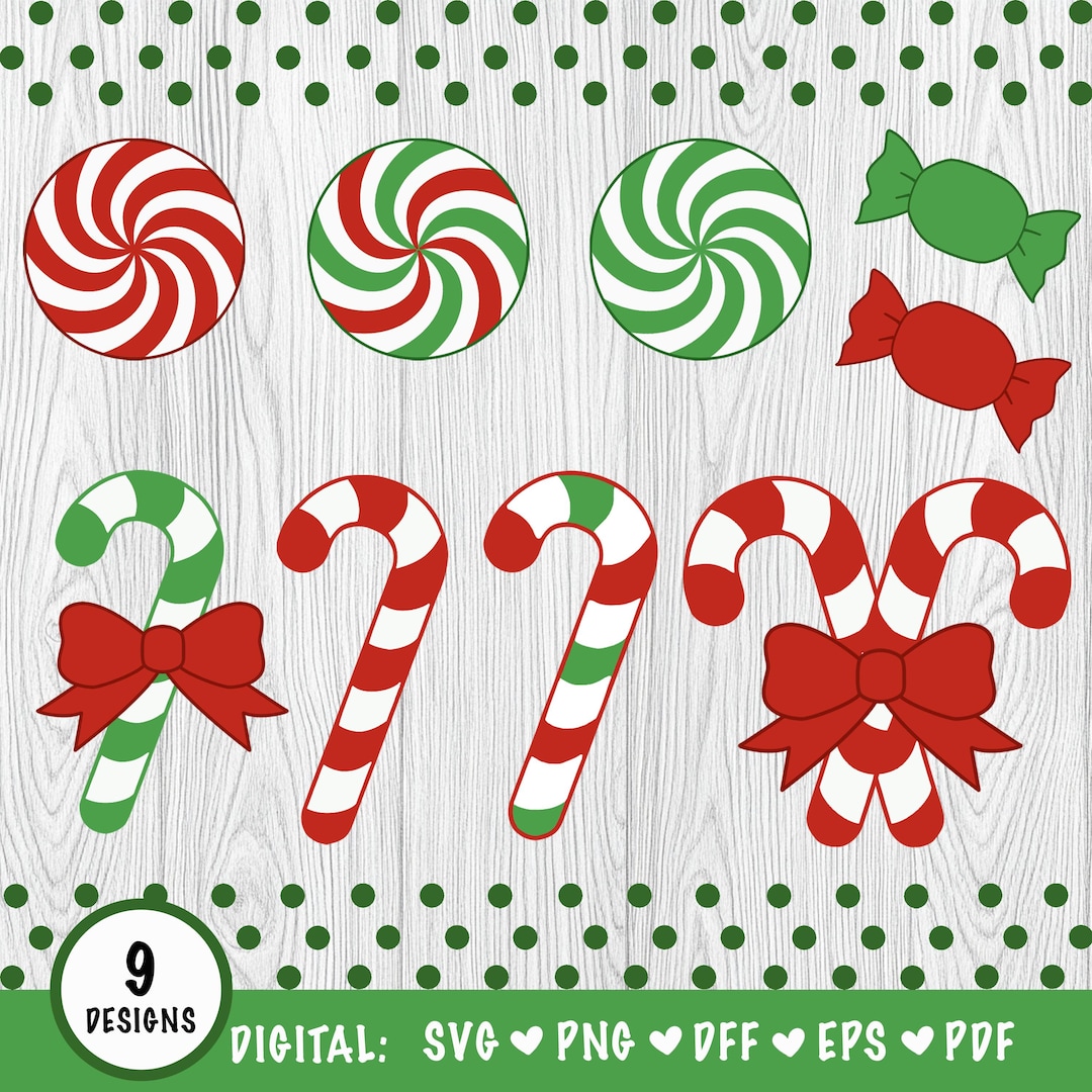 Candy Cane SVG, Christmas Clipart, Candy Cane With Bow, Holiday Sweets ...