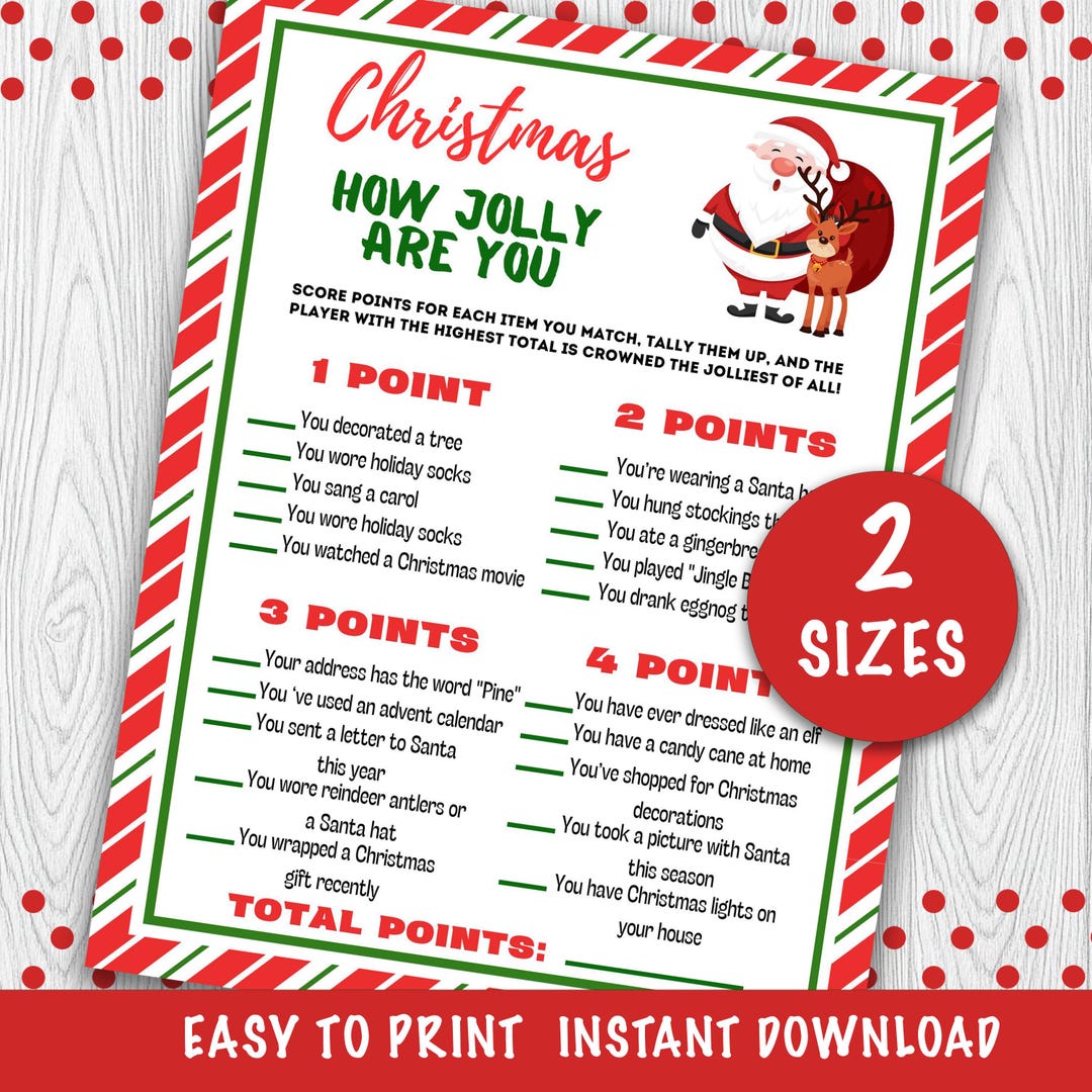 Printable Christmas Party Game, Christmas How Jolly Are You Christmas ...
