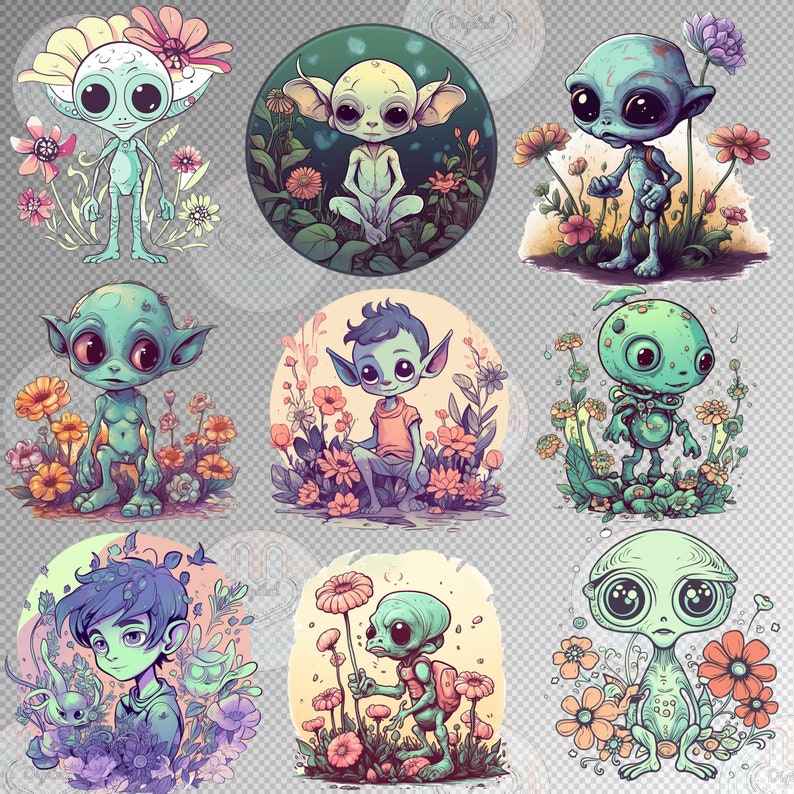 Spring Alien Clipart, Cute Designs, PNG Clipart, Spring & Floral ...