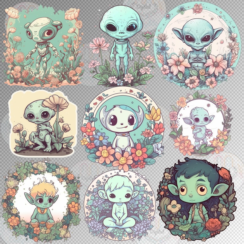Spring Alien Clipart, Cute Designs, PNG Clipart, Spring & Floral ...