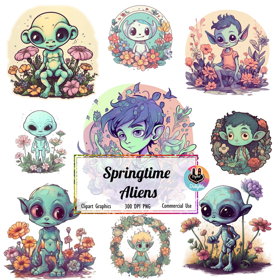 Spring Alien Clipart, Cute Designs, PNG Clipart, Spring & Floral ...