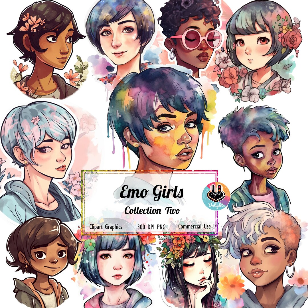 Emo Girl Clipart Spring Collection 2 PNG Clipart Spring & - Etsy