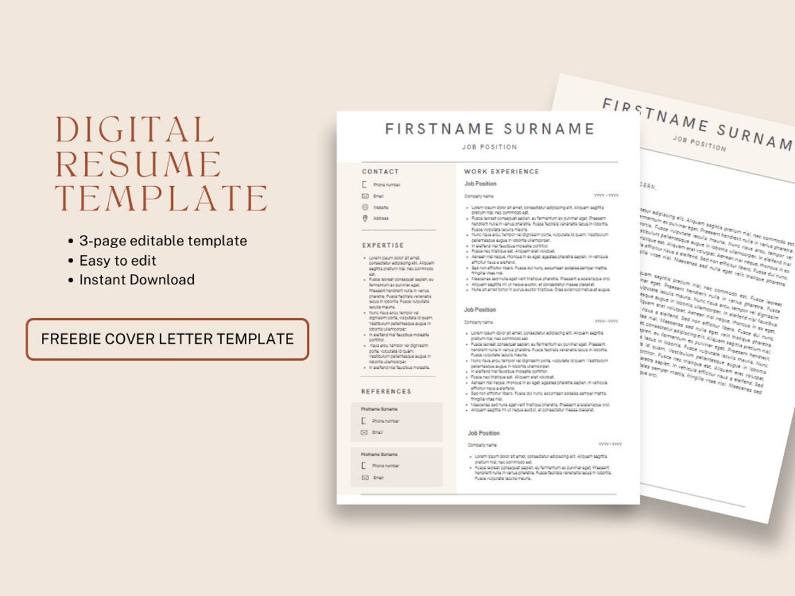 Digital Resume & Cover Letter - Etsy