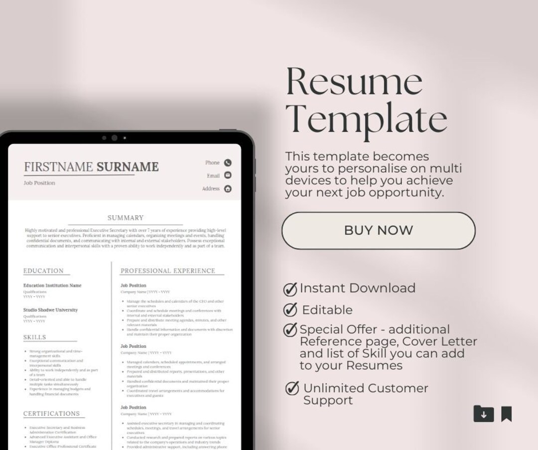 Resume Template - Etsy