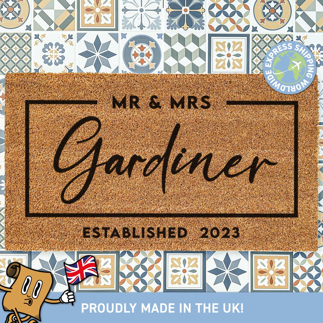 Mr & Mrs Personalized Family Door Mat Customized Name and Established ...