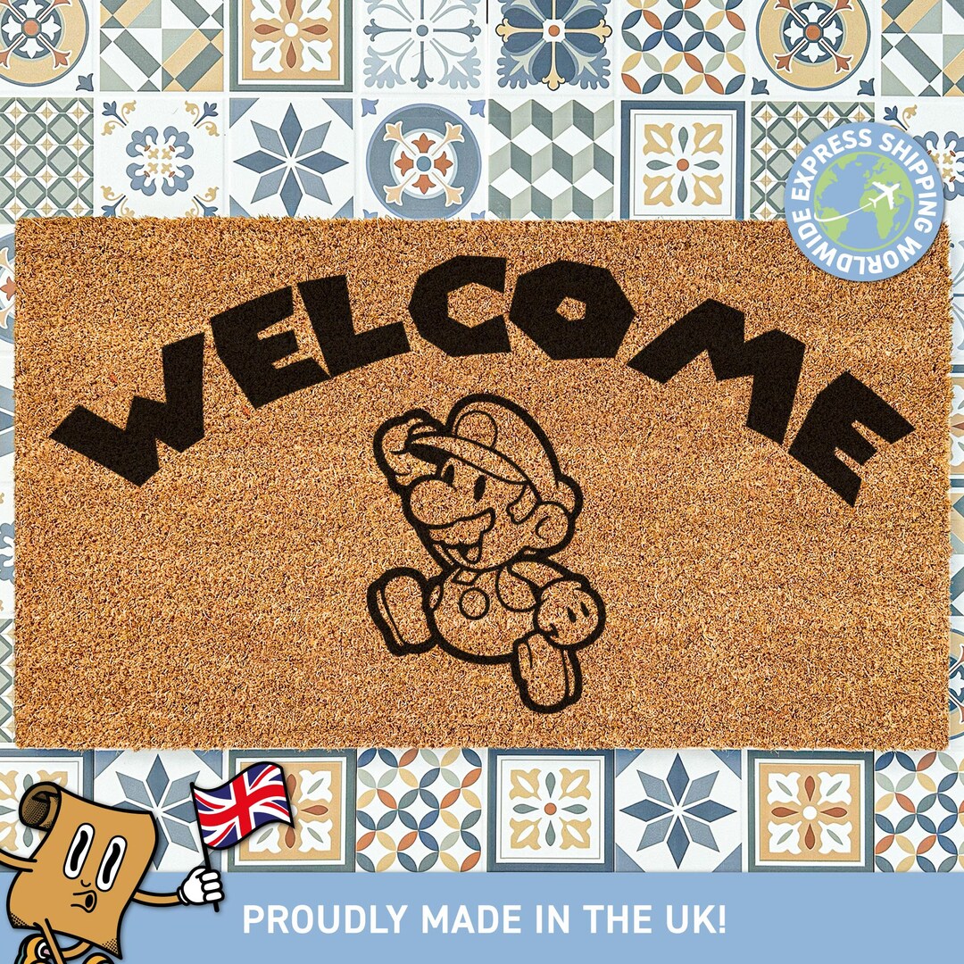 Welcome Mario Jumping Doormat Mario Bros Themed Doormat Funny Welcome ...