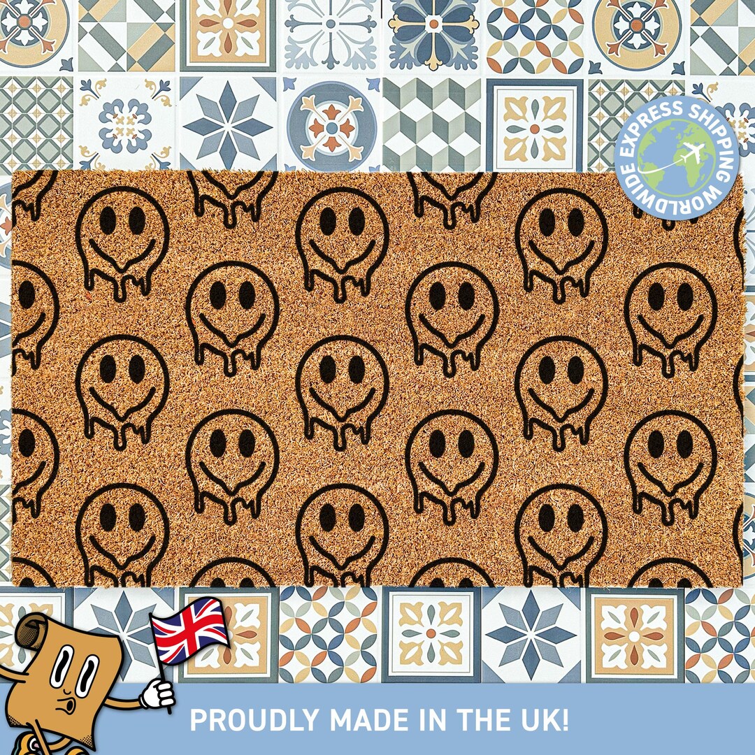 Unique Drippy Smiley Face Doormat Smiley Face Mat Home Decor ...