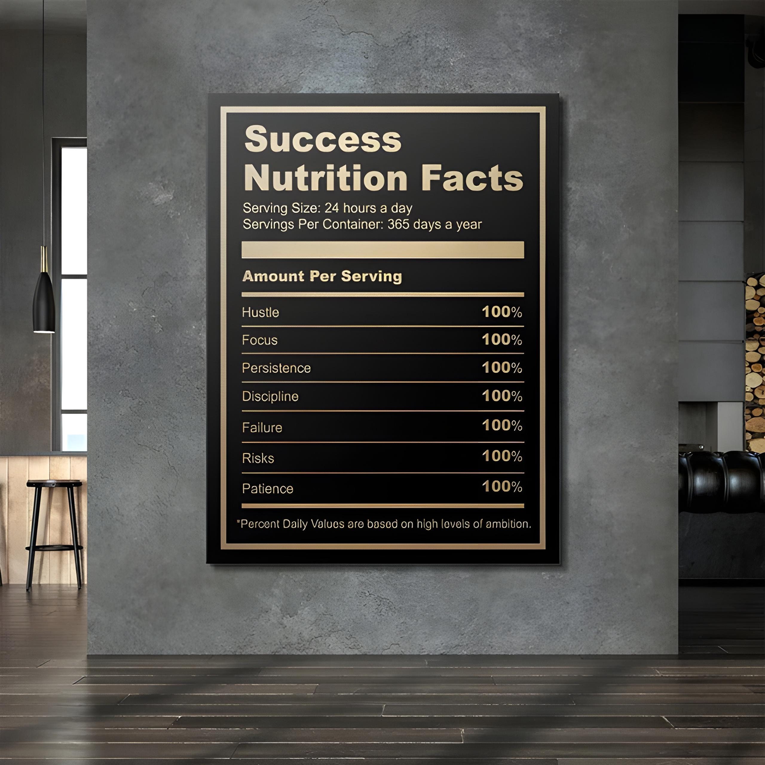 Success Nutrition Facts - Motivational Quote Canvas Print Wall Art Home ...