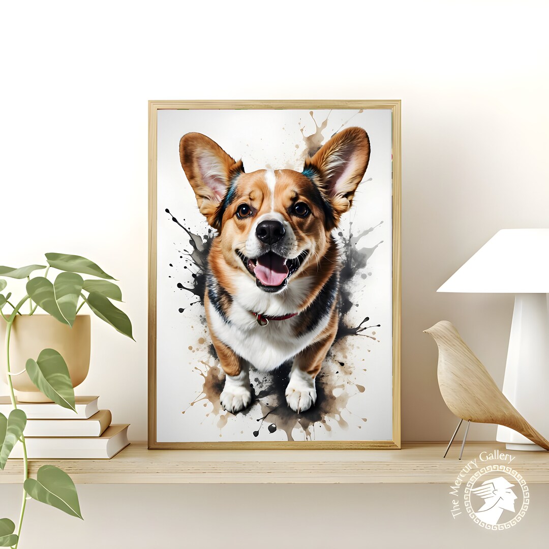 Corgi Dog Poster Home Decor, Dog, Wolf, Dog Painting, Dog Art, Cute Dog ...