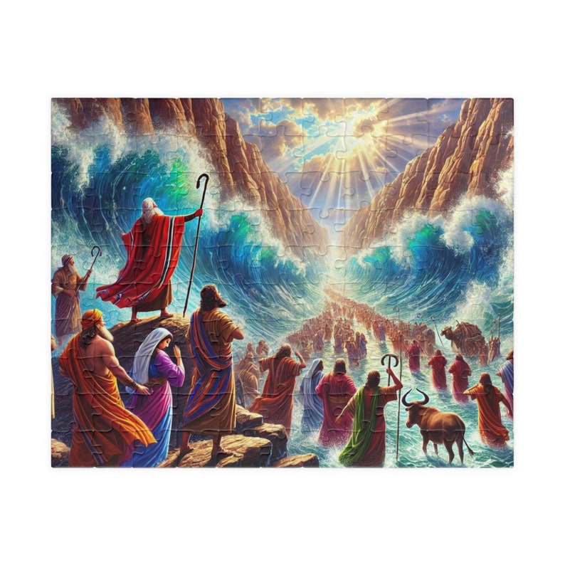 Christian Puzzle "moses Parting Red Sea" Bible Puzzle for Kids ...