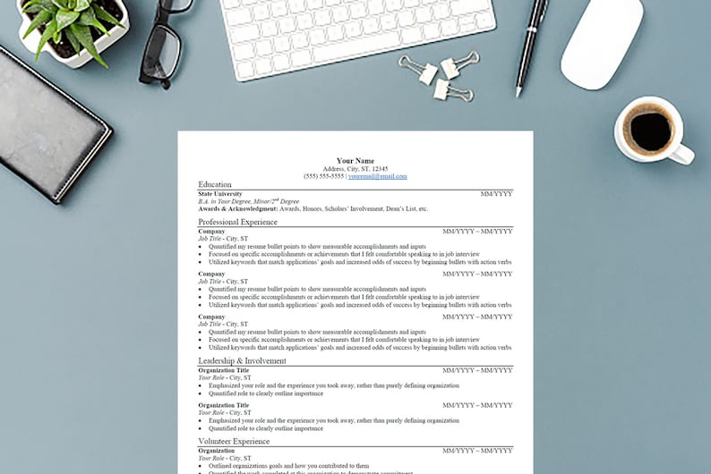 Resume Template for Word and Google Docs, ATS Friendly, Perfect for Law ...