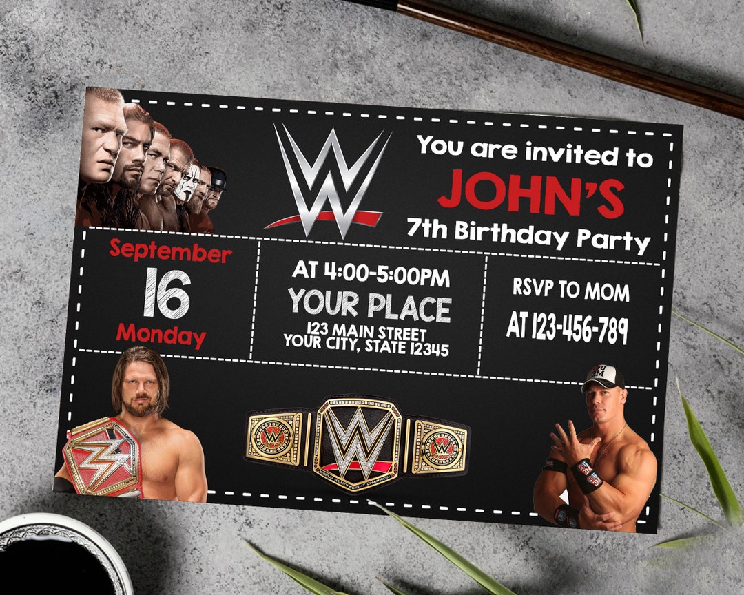 WWE Birthday Invitation WWE Birthday Party Invitations - Etsy