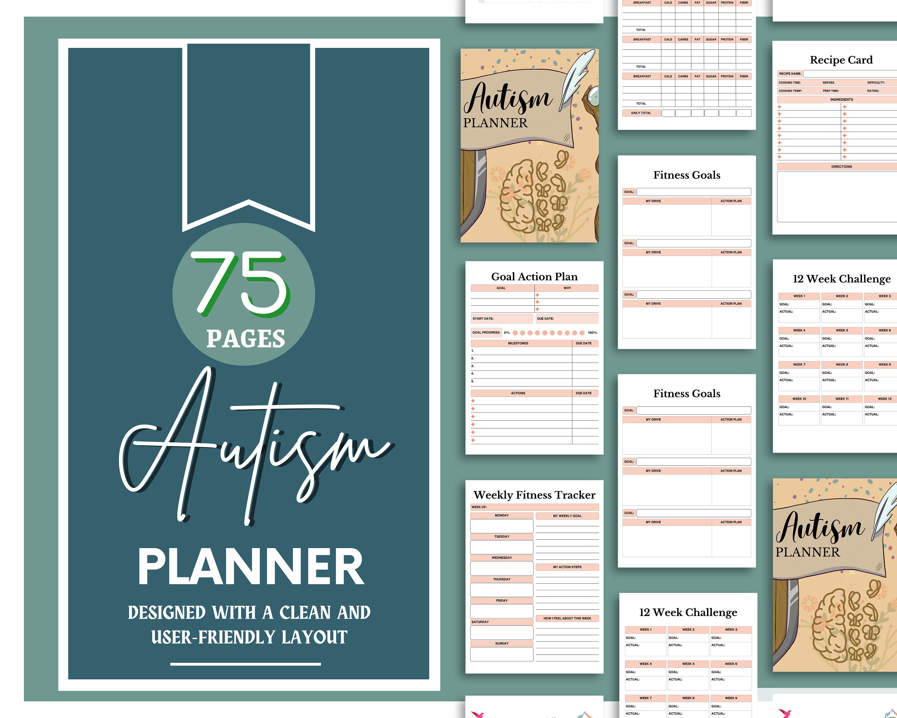 Autism Planner Binder Printable ADHD Productivity Planner Behavior ...